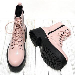 Shoes | New Women Blush Pink Lace Up Platform Combat Ankle Boots | Poshmark